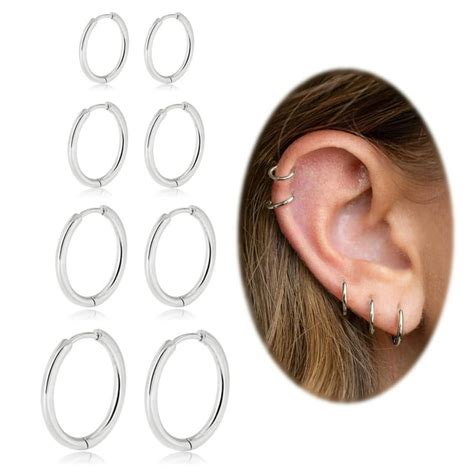 Small Hoop Earrings For Women Men Silver Huggie Hoop Earrings For