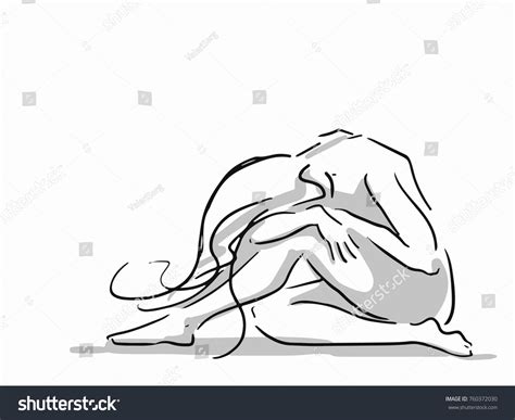 Naked Woman Plastic Pose Posing Model Stock Vector Royalty Free Shutterstock