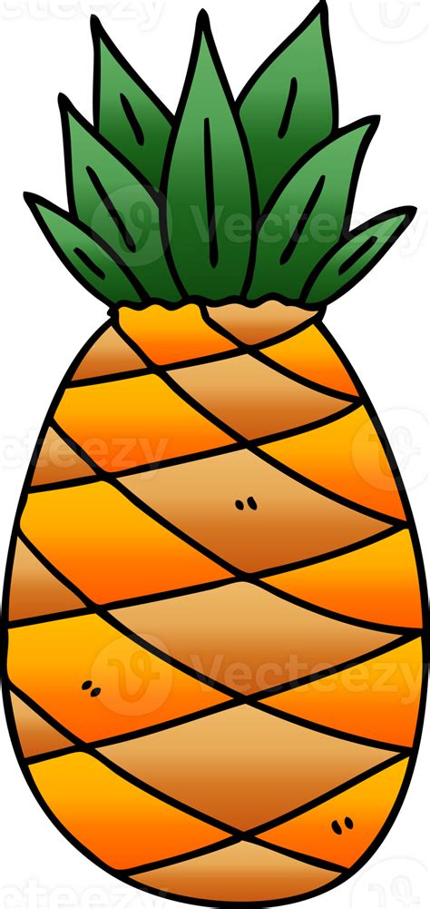 Gradient Shaded Quirky Cartoon Pineapple 45076993 Png