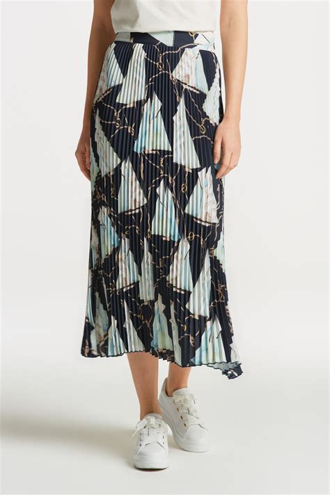 SukŇa Gant Saling Print Pleated Skirt Evening Blue Gant Sk