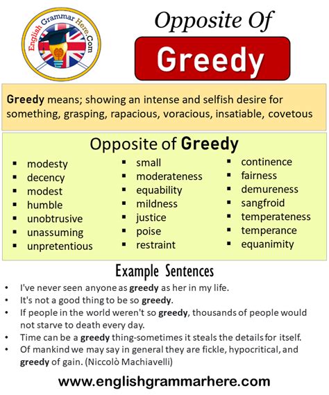Opposite Of Greedy Antonyms Of Greedy Meaning And Example Sentences