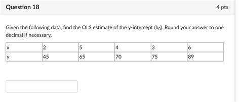 solved question 18 4 pts given the following data find the