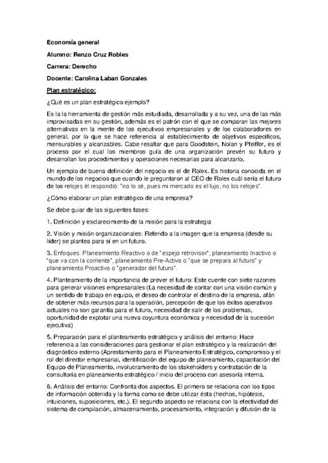 Semana 10 Tema 1 Tarea Plan estratégico Economía general Alumno
