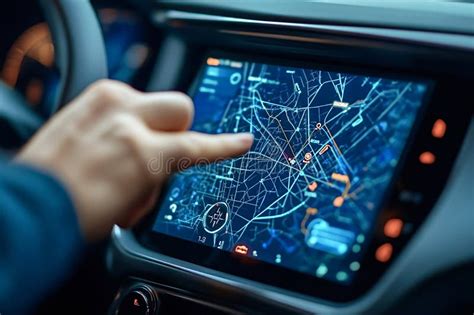 Driver Using Gps Navigation System On Car Dashboard Stock Image Image Of Digital Route
