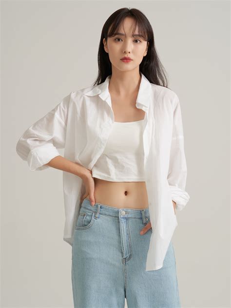 로텐 뒤트임 셔츠 화이트