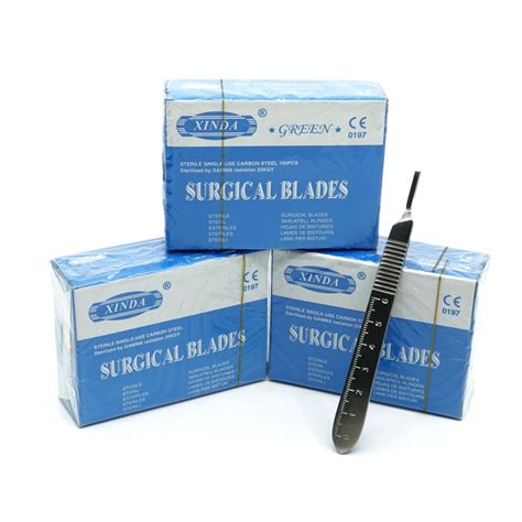 Dental Surgical Blade Handle With 15 Carbon Steel Blades Kit Holmes