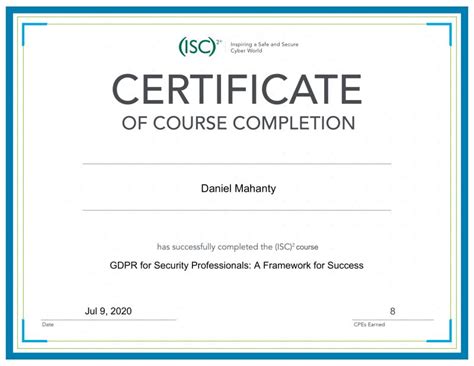 Completed A Course On Gdpr Offered By Isc2 Daniel Sunil Mahanty