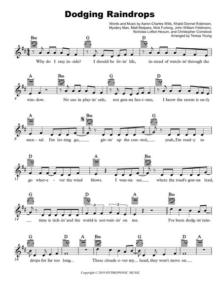 Dodging Raindrops By 311 Easy Piano Digital Sheet Music Sheet