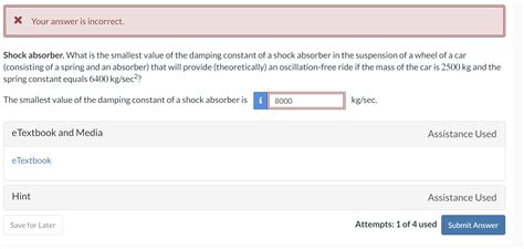 Solved Shock Absorber What Is The Smallest Value Of The Chegg