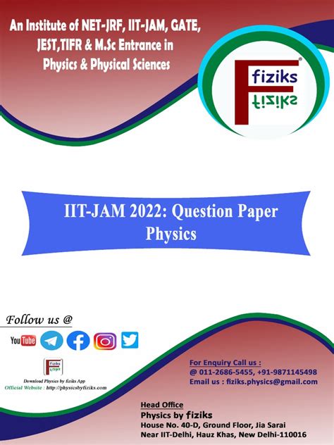 Iit Jam Physics 2022 Question Paper Pdf Gases Valence And