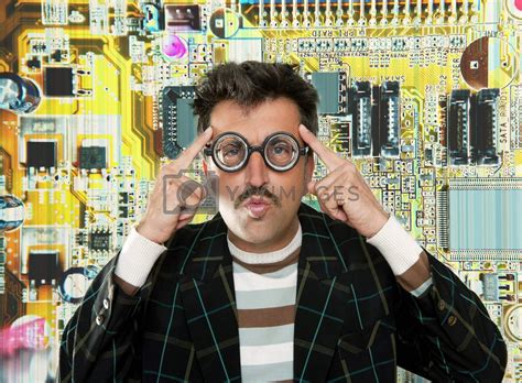 Genius Nerd Electronic Engineer Tech Man Thinking By Lunamarina Vectors And Illustrations With