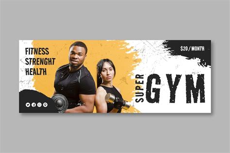 손으로 그린 체육관 템플릿 디자인 무료 벡터