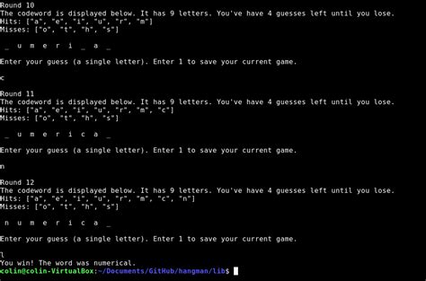 GitHub Chayre Hangman Command Line Hangman Created With Ruby