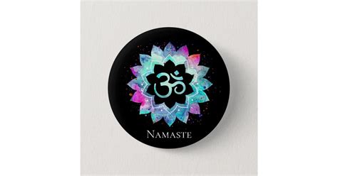 Lotus Aum Om Symbol Watercolor Mandala Button Zazzle