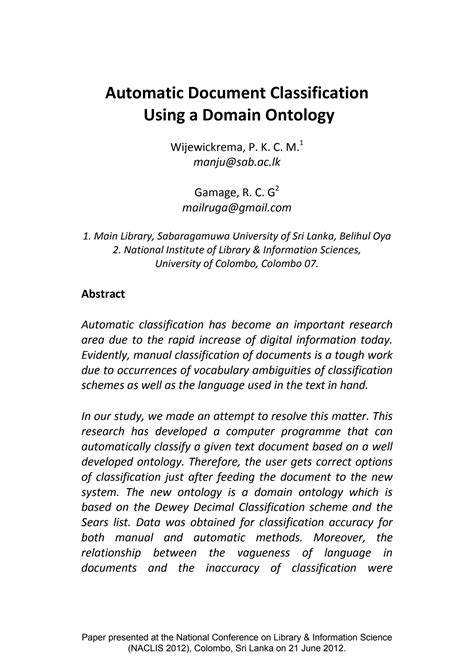 Solution Automatic Document Classification Using A Domain Ontology