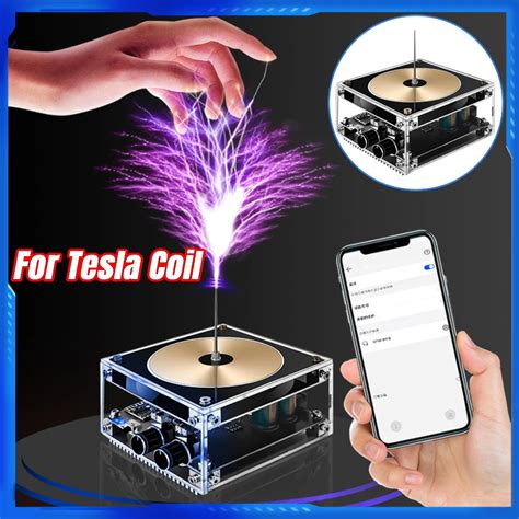 음악 테슬라 코일 라우드 스피커 블루투스 호환 음악 무선 터치 가능 고주파 전압 펄스 전기 아크 발생기 Aliexpress