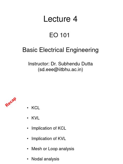 Slides Of Lecture4 Pdf Electricity Electronic Engineering