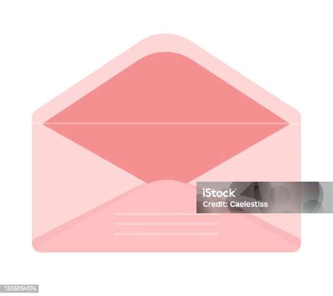 흰색 배경에 격리 된 분홍색 봉투 벡터 그림을 엽니 다 귀여운 러브 레터 메일 발렌타인 데이의 상징 0명에 대한 스톡 벡터 아트