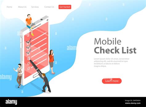 Isometric Flat Vector Concept Of Mobile Checklist Task Successful Completion Survey Form Stock