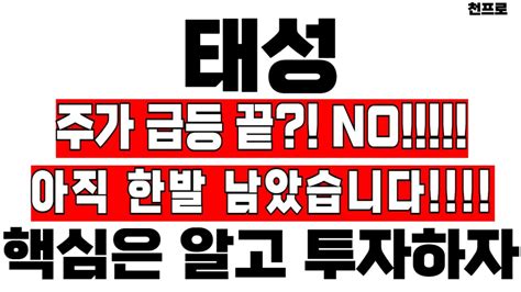 태성 주가전망 주가 급등 끝 No 태성대응 태성주가 태성전망 태성 Youtube
