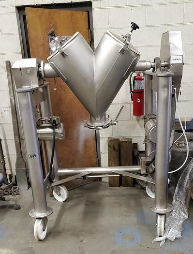 Used 2 Cu Ft P K Twin Shell Blender Sanitary Ss With Pin Bar For