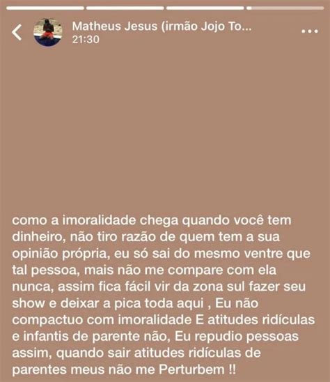 Choquei On Twitter 🚨veja Matheus Jesus Irmão De Jojo Todynho Falou