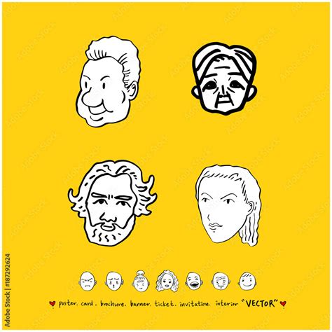 인물의 표정 손으로 그린 얼굴 일러스트 Stock Vector Adobe Stock