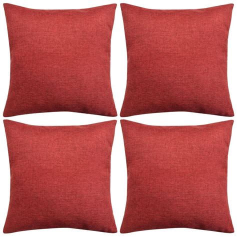 Poszewki Na Poduszki 4 Szt Lniane Burgundowe 40x40 Cm ERLI Pl