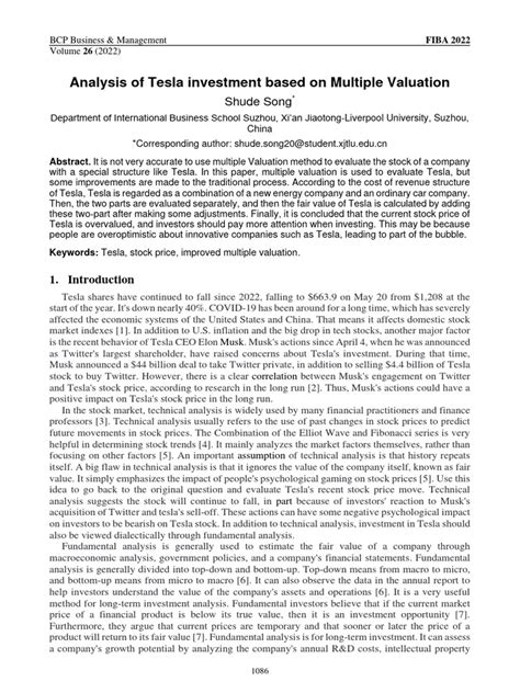 Analysis Of Tesla Investment Based On Multiple Val Pdf Valuation