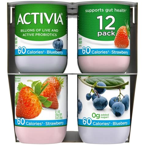 Activia Nonfat Probiotic Strawberry And Blueberry Variety Pack Yogurt 4