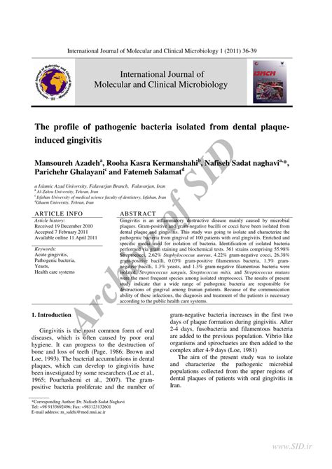 Pdf Determination Of Streptococcus Sanguis In Gingivitis Disease And