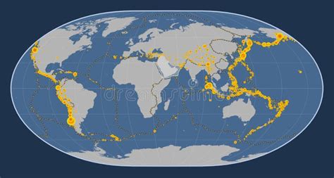 Arabian Tectonic Plate Contour Loximuthal Earthquakes And Bou Stock Illustration