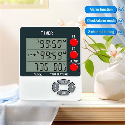 Compact Digital Timer Clock Easytoread Counts Updown Measures Indoor Temperature
