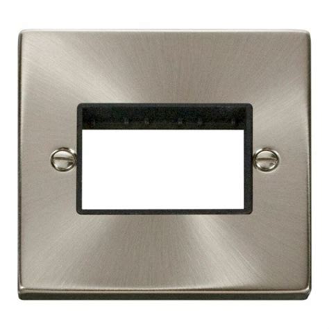 Click VPSC BK MiniGrid Satin Chrome Gang Aperture Deco Unfurnished Front Plate Black Insert