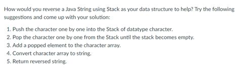 solved how would you reverse a java string using stack as