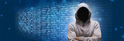 Anonymous Hacker With Computer Code Binary Interface Stock Image Image Of Colour Computer