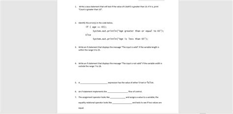 Solved 1 Write A Java Statement That Will Test If The Value