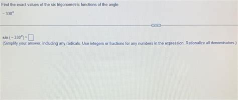 Solved Find The Exact Values Of The Six Trigonometric Chegg Com