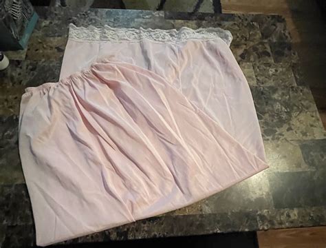 Vintage Half Slip With Slit Antron Pink Small 2 Gem