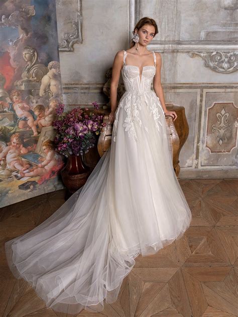 A Line Wedding Dress With Bustier Style Bodice