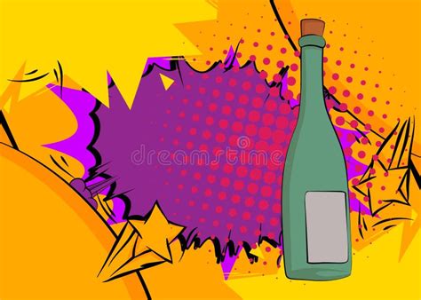Cartoon Glass Bottle Comic Book Drink Retro Vector Comics Pop Art