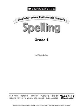 Week By Week Homework Packets Spelling Grade By Delightseverythings