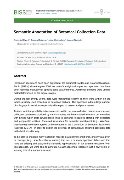 pdf semantic annotation of botanical collection data