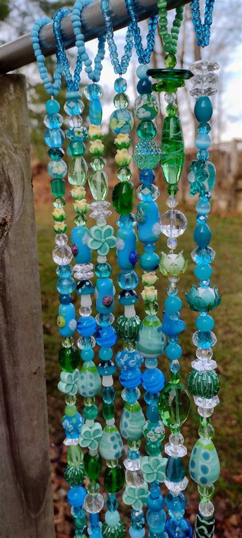 Glass Bead Suncatcher Strands Handmade Beaded Window Curtains Beaded