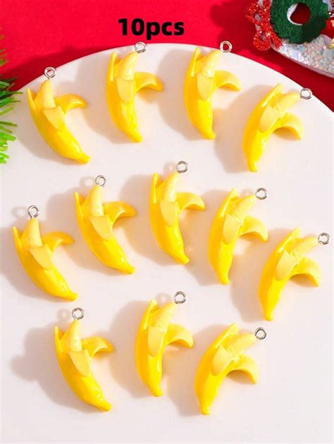 10 ชิ้น เครื่องประดับจี้ขนมขบเคี้ยวมินิเจอร์รสชาติอร่อยรวม ได้แก่ ไอศกรีม ขนมปัง กล้วย โดนัท รัง