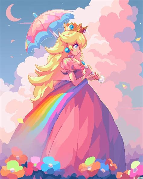 Princess Peach Pixelart Nintendo Dibujos Bonitos Diseño De