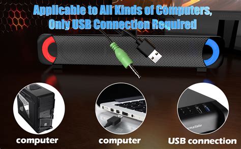 Usb Computer Speaker Rgb Desktop Soundbar Wired Sound Bar With