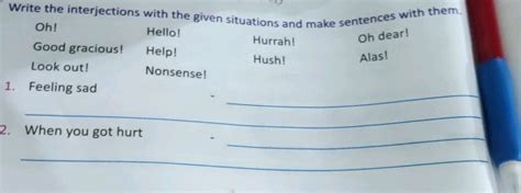 Write The Interjections With The Given Studyx