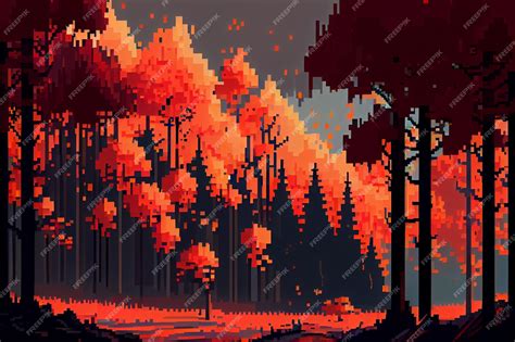 Premium Ai Image Pixel Art Of A Forest With A Road In The Background