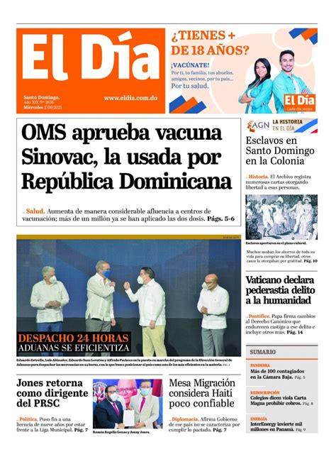 Portada Periódico El Nuevo Diario Lunes 12 De Abril 2021 Dominicanado